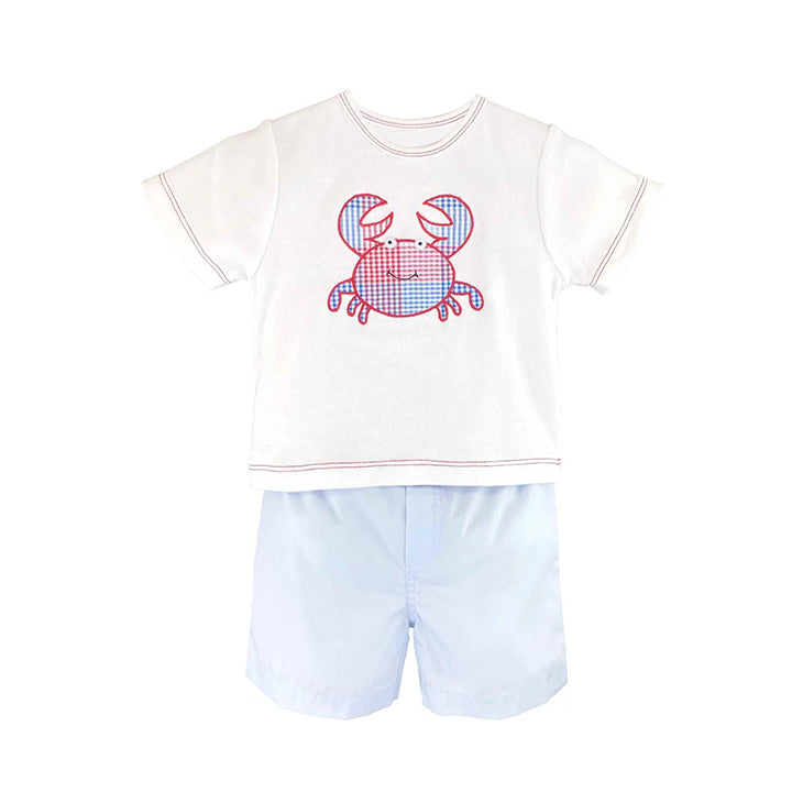 Short sleeves white crab top shorts boys summer outfits – Yawoo Garments