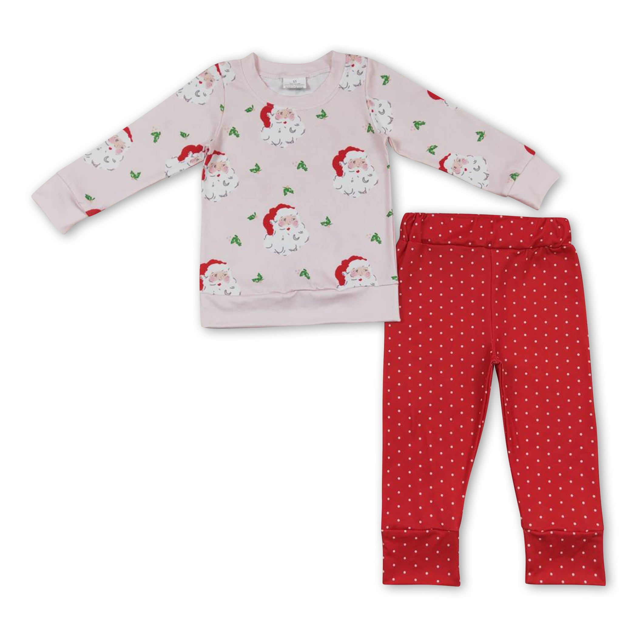 Pink santa red polka dots pants girls Christmas outfits – Yawoo Garments