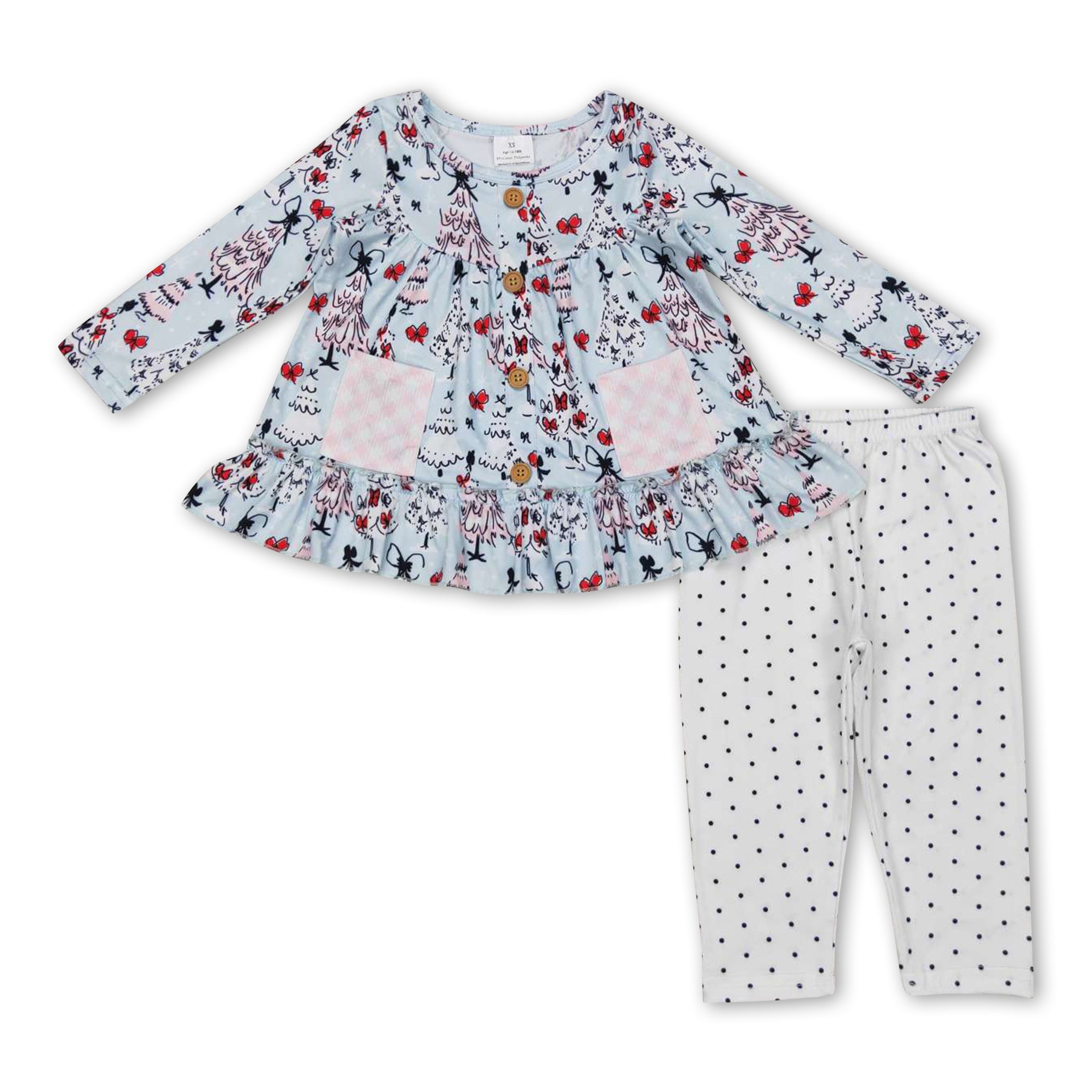 Christmas tree pocket tunic leggings girls clothing set – Yawoo Garments