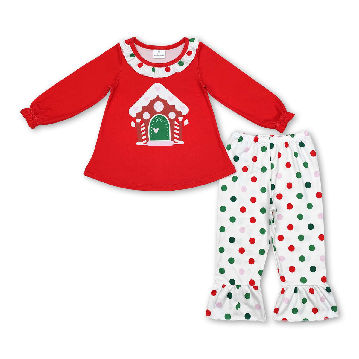 Candy house tunic polka dots pants girls Christmas outfits – Yawoo Garments