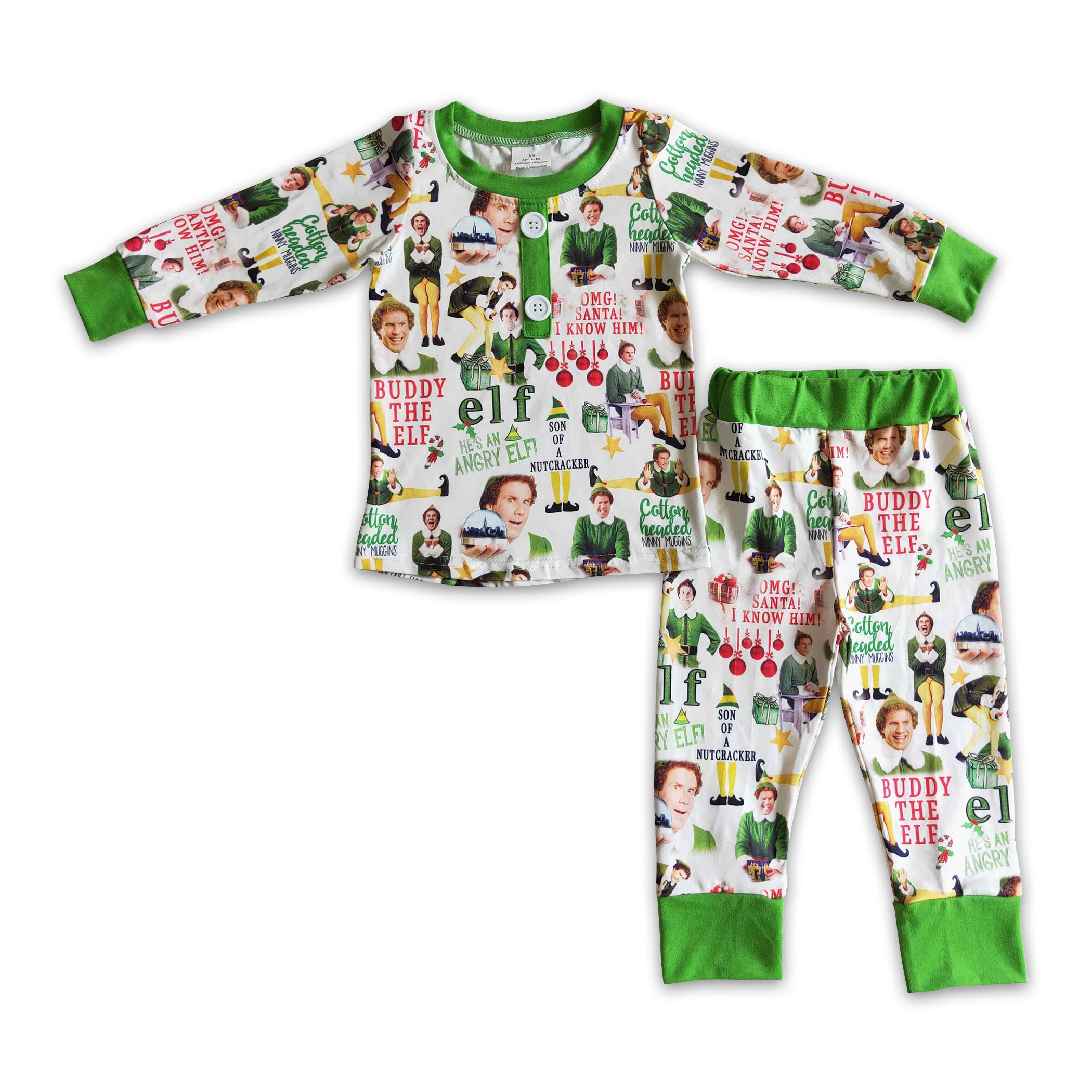 Green hat naughty and nice kids boy Christmas pajamas – Yawoo Garments
