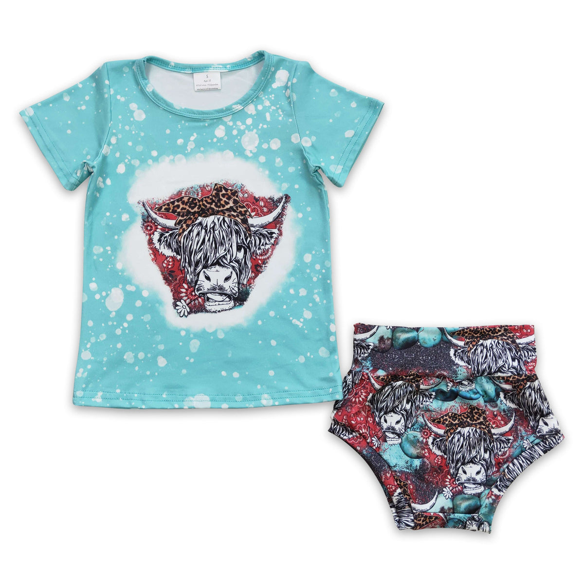 Highland cow leopard shirt bummies baby girls western clothes – Yawoo Garments