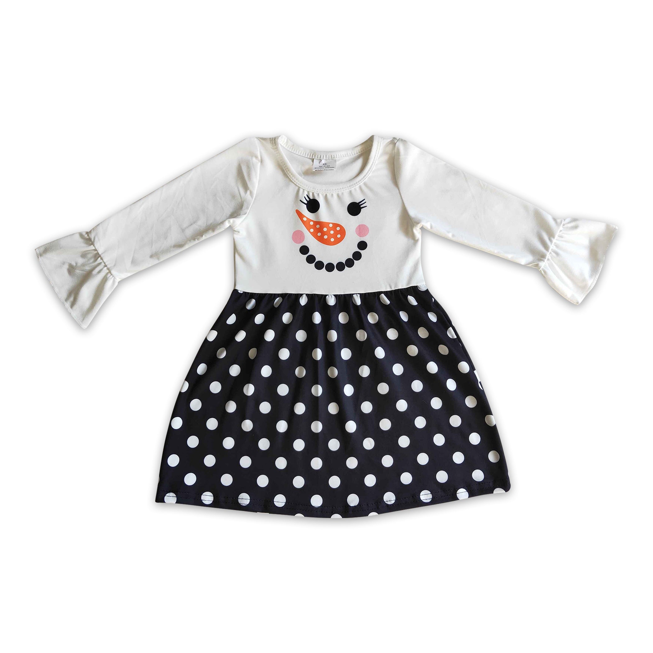 Snowman black polka dots baby girls winter dresses – Yawoo Garments