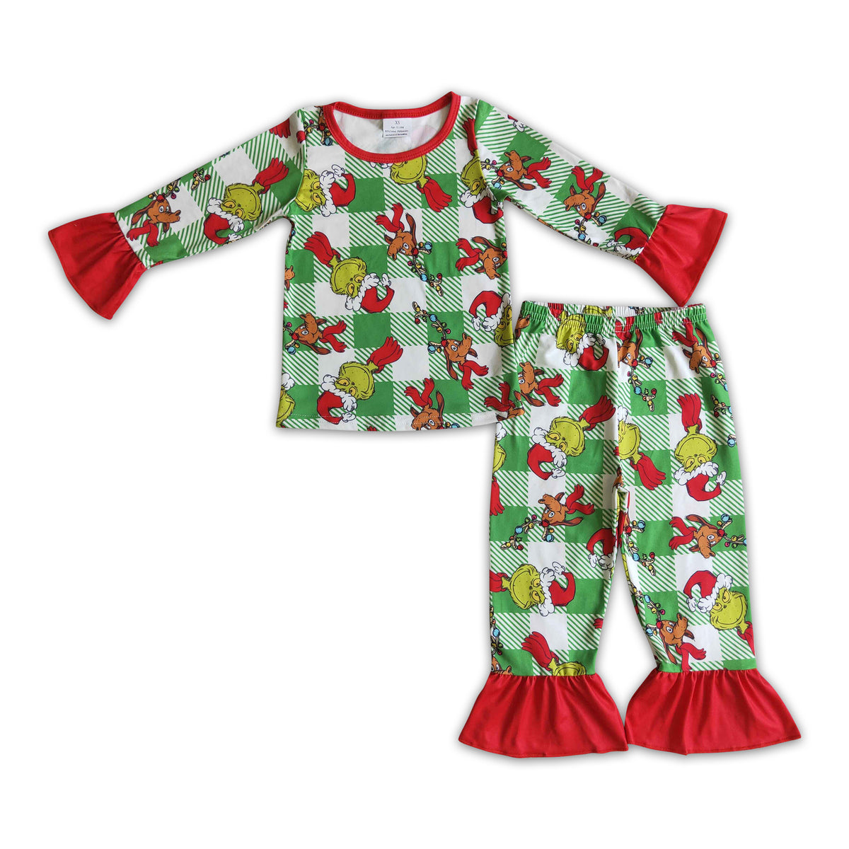 Green face plaid kids girls Christmas pajamas – Yawoo Garments