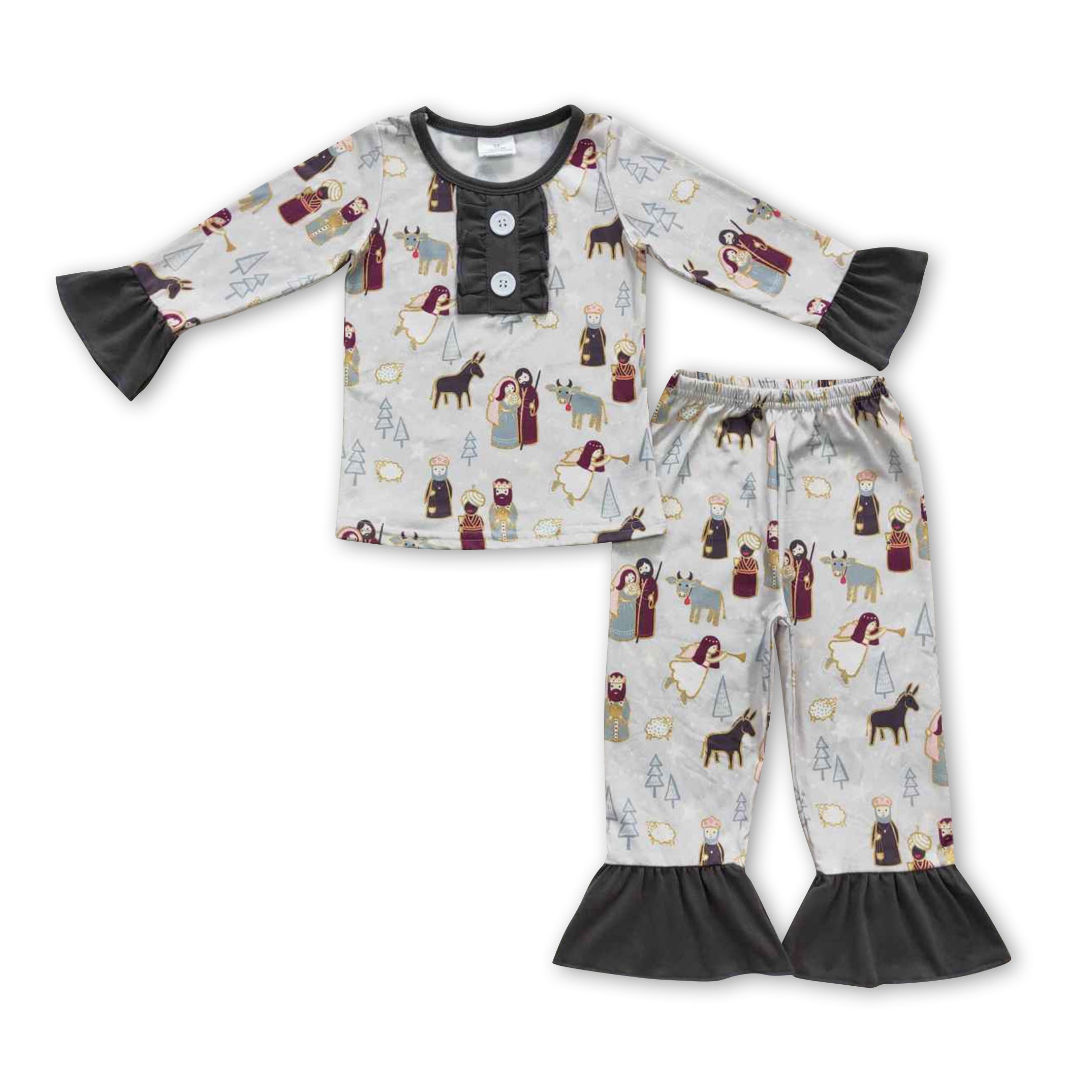 Nativity long sleeves kids girls Christmas pajamas – Yawoo Garments