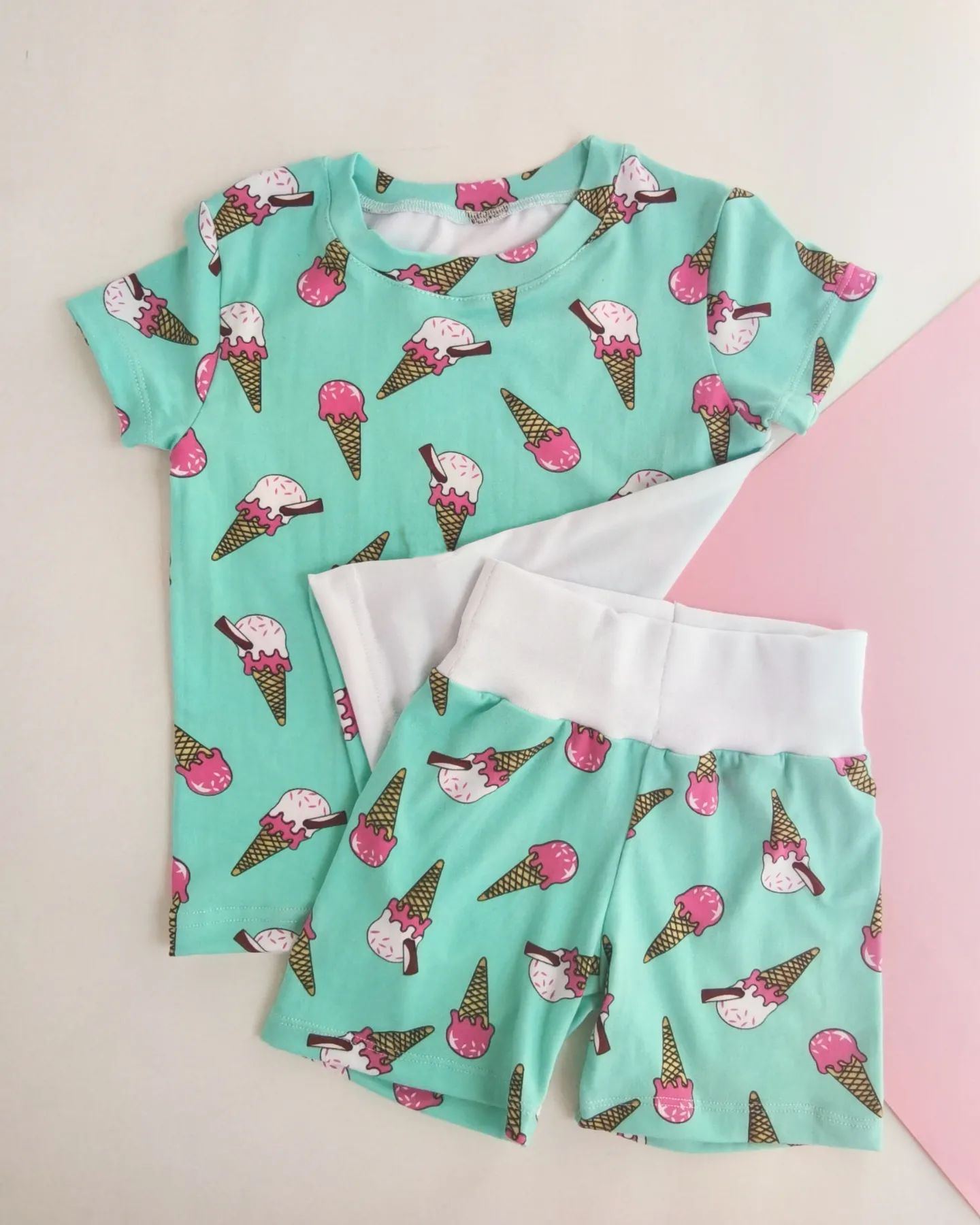 Short sleeves ice cream shirt shorts girls summer outfits – Yawoo Garments