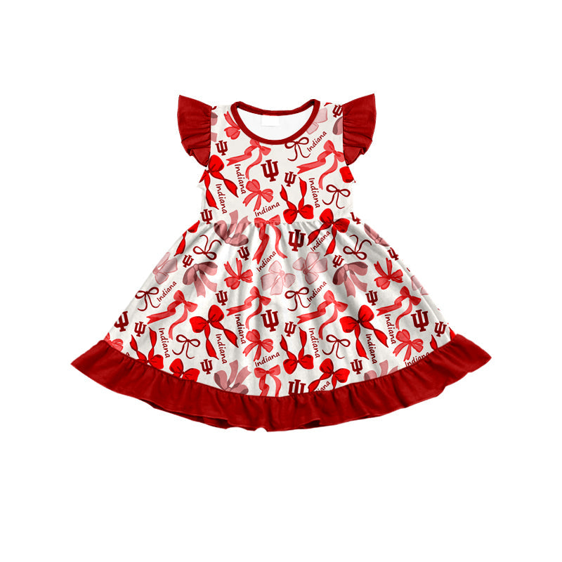 MOQ 3 pcs flutter sleeves I red bows girls team dress – Yawoo Garments