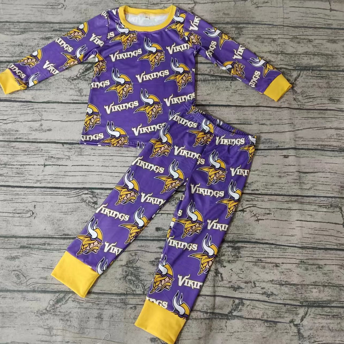 MOQ 3 pcs V purple long sleeves baby kids team pajamas – Yawoo Garment