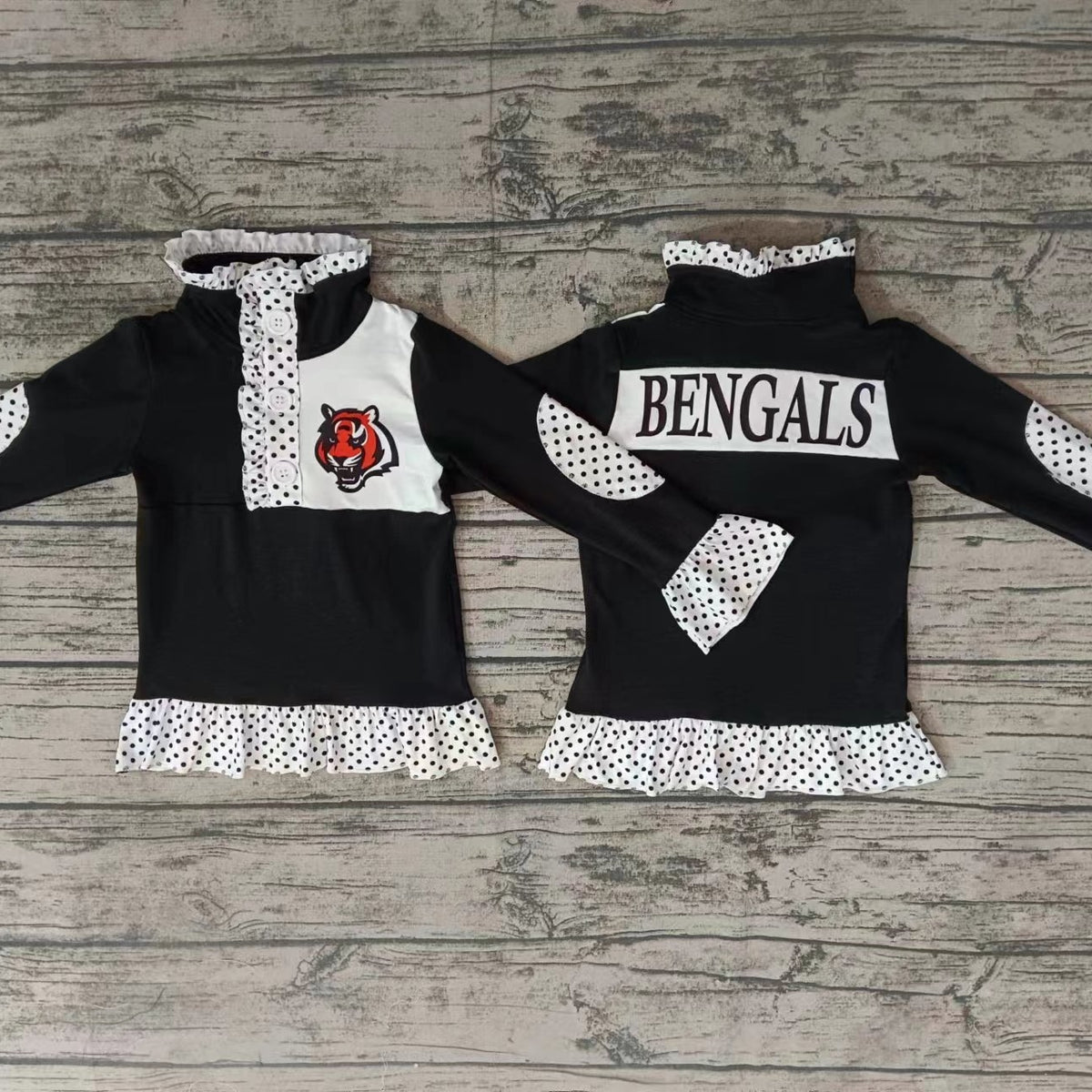 MOQ 3 pcs black tiger polka dots girls team pullover – Yawoo Garments