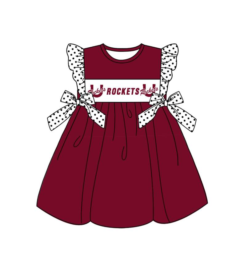 Deadline June 12 flutter sleeves maroon rockets girls team dress ...