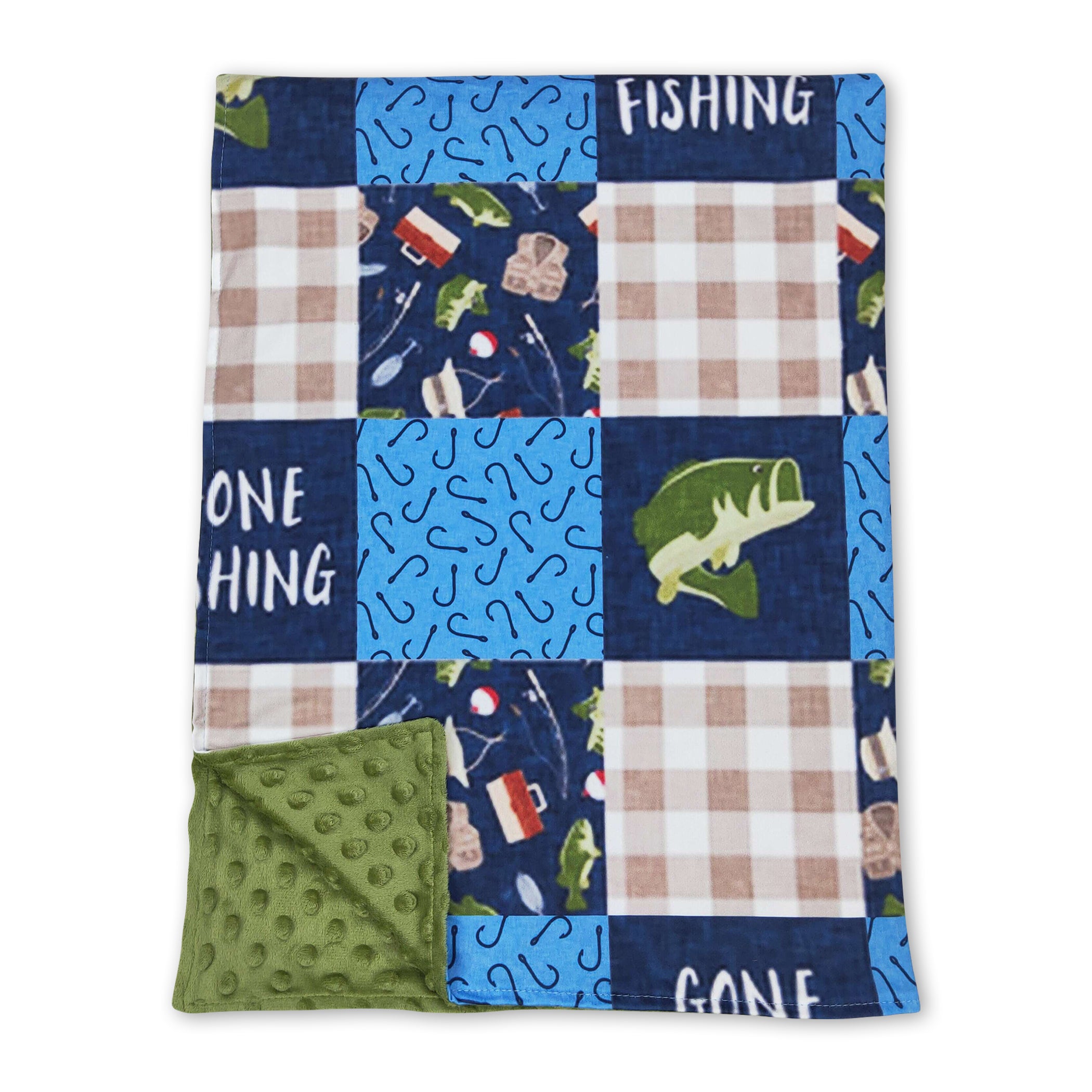 Gone fishing plaid patchwork baby kids blankets – Yawoo Garments