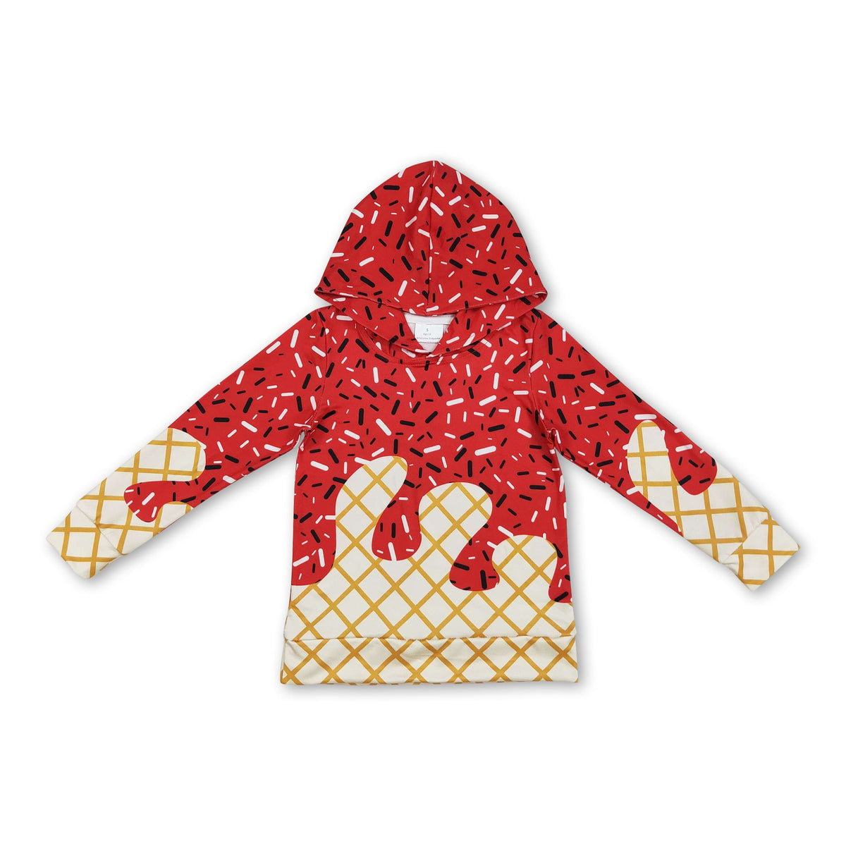 Long sleeves red ice cream sprinkle baby kids team hoodie – Yawoo Garment