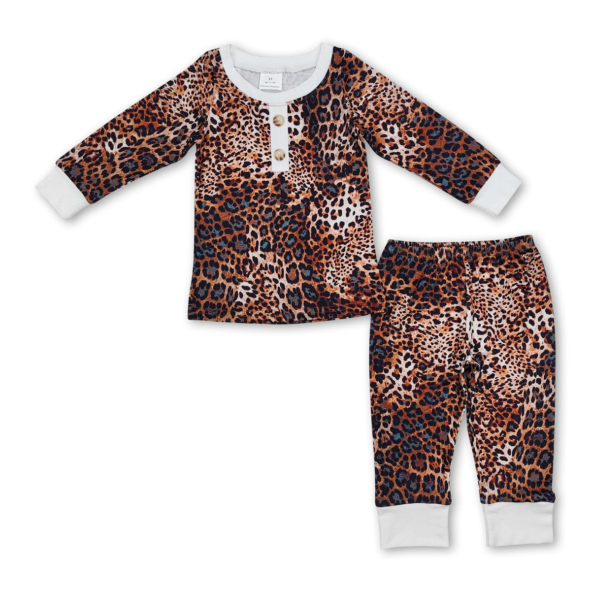 Brown leopard long sleeves kids girls pajamas – Yawoo Garments