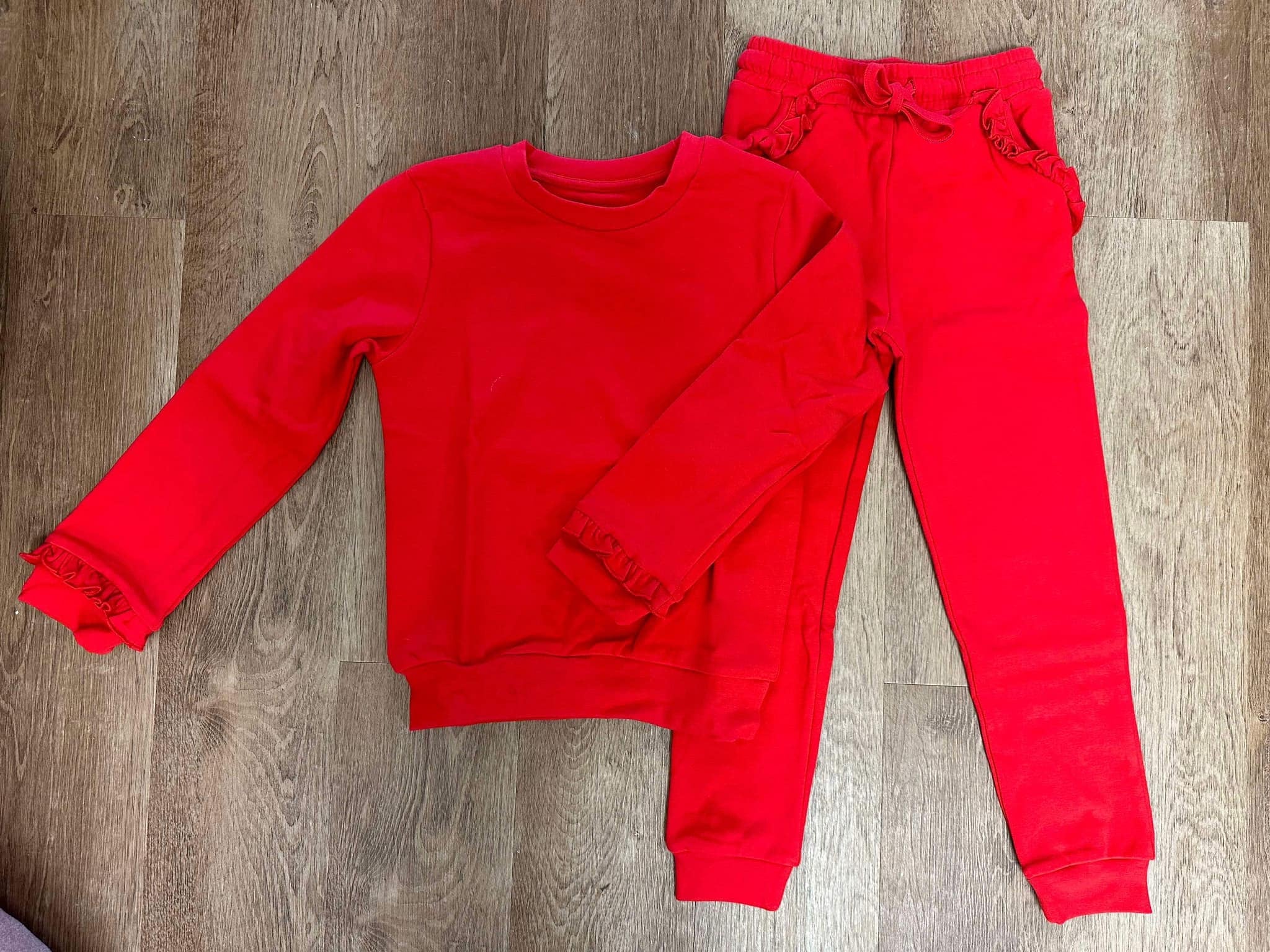 Long sleeves red ruffle top pants kids girls clothes – Yawoo Garments