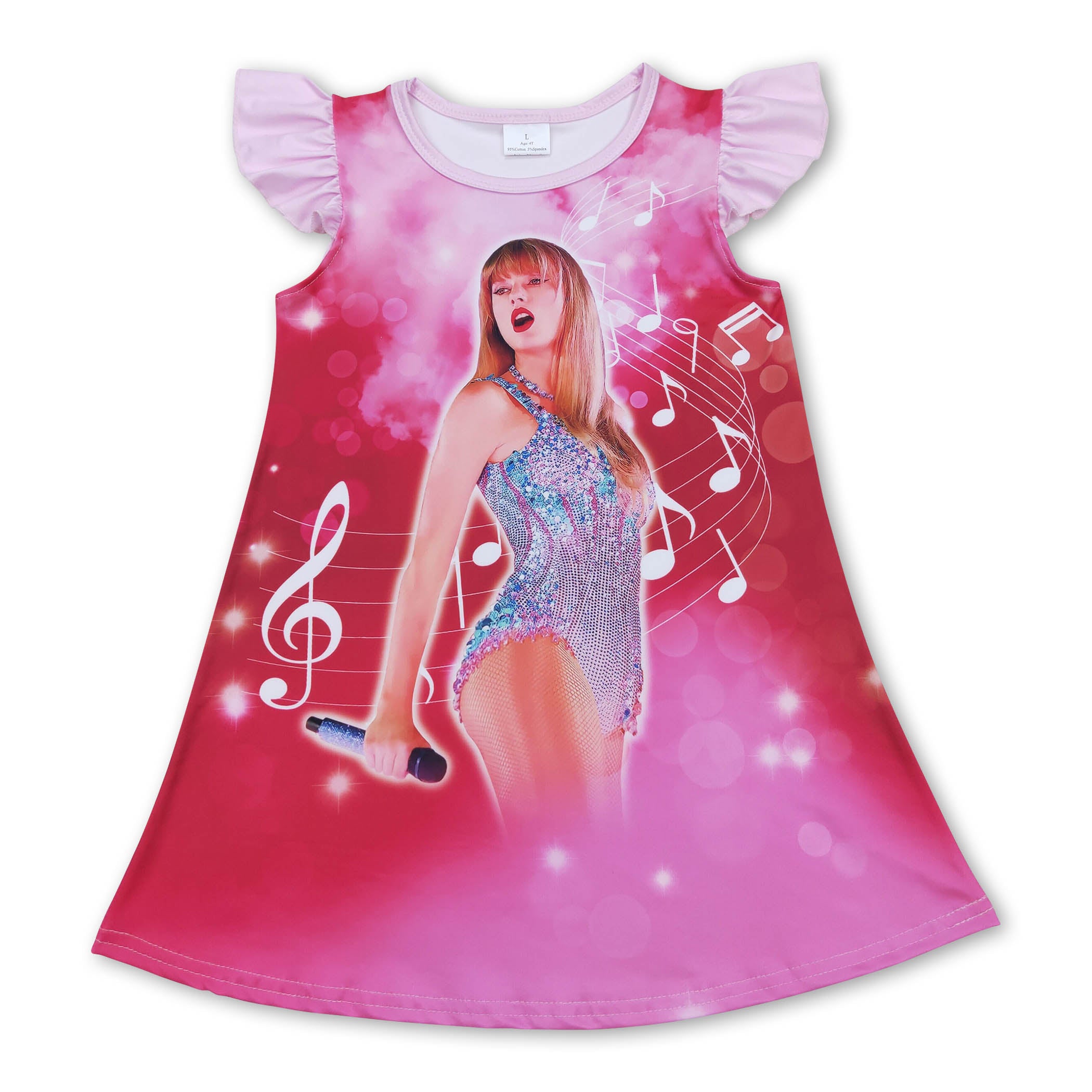 Pink flutter sleeves music singer girls dresses – Yawoo Garments