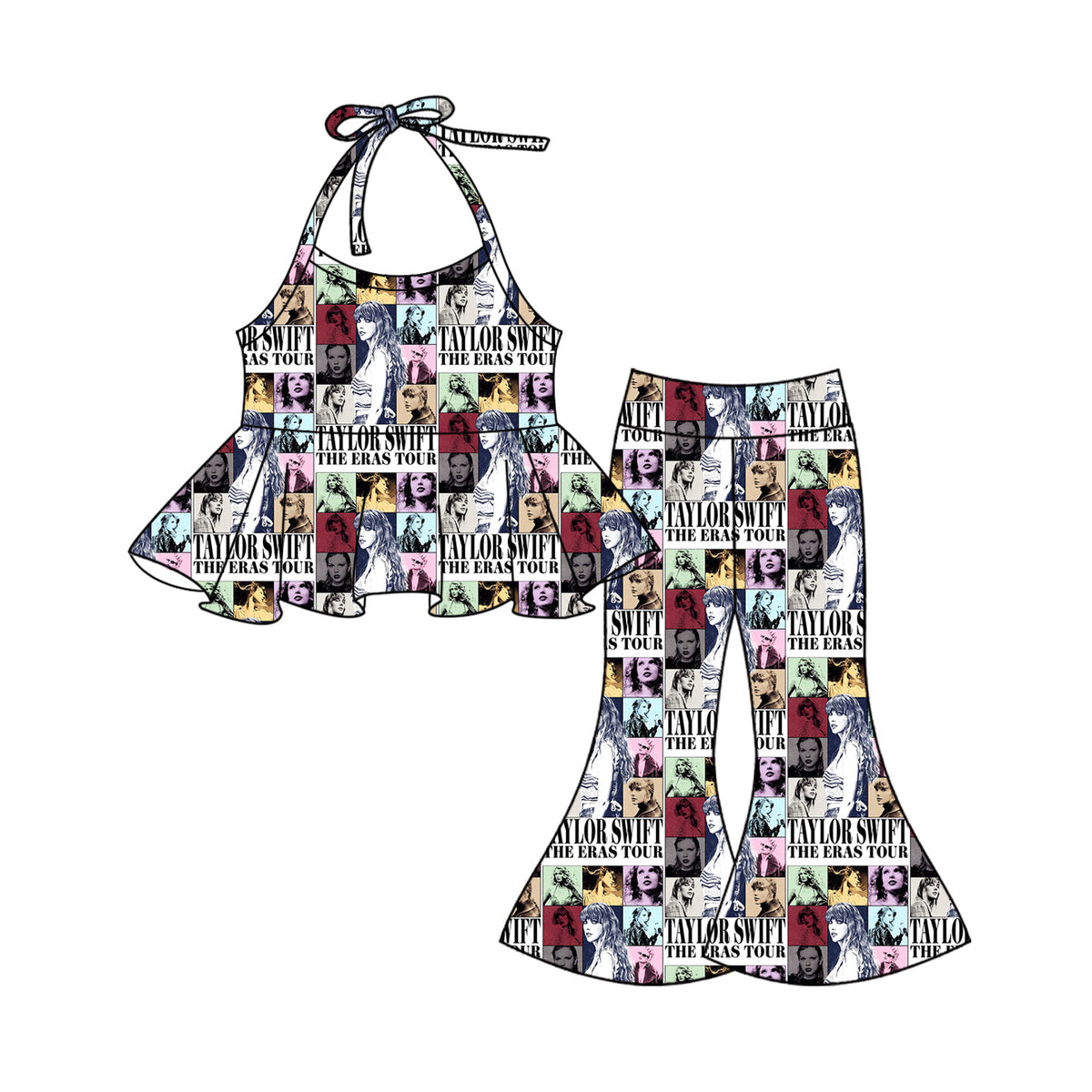 Patchwork halter top pants singer girls clothing – Yawoo Garments