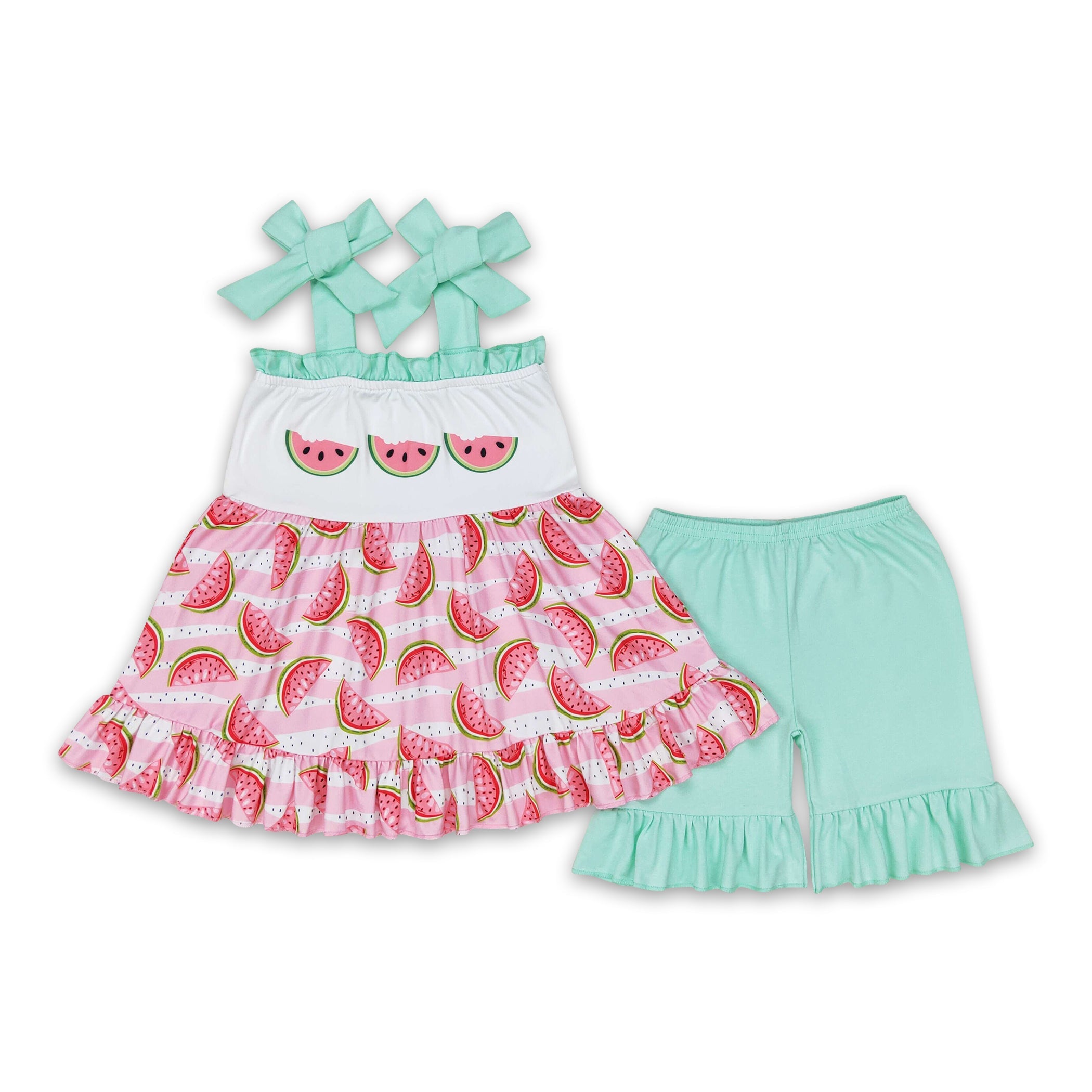 Straps watermelon tunic shorts girls summer outfits – Yawoo Garments