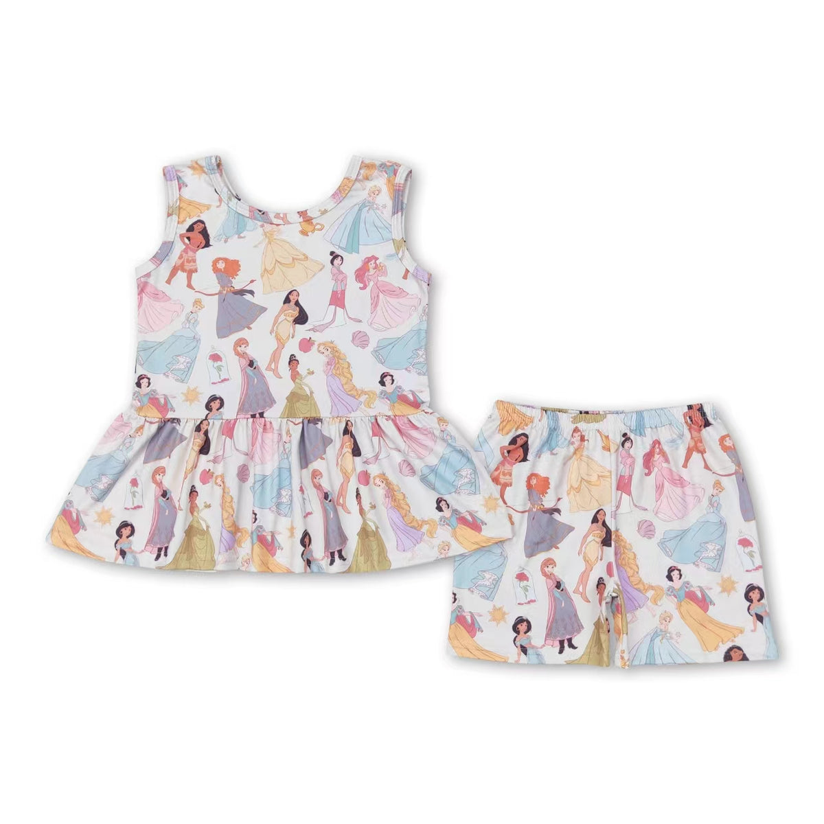 Sleeveless princess peplum shorts kids girls clothes – Yawoo Garment