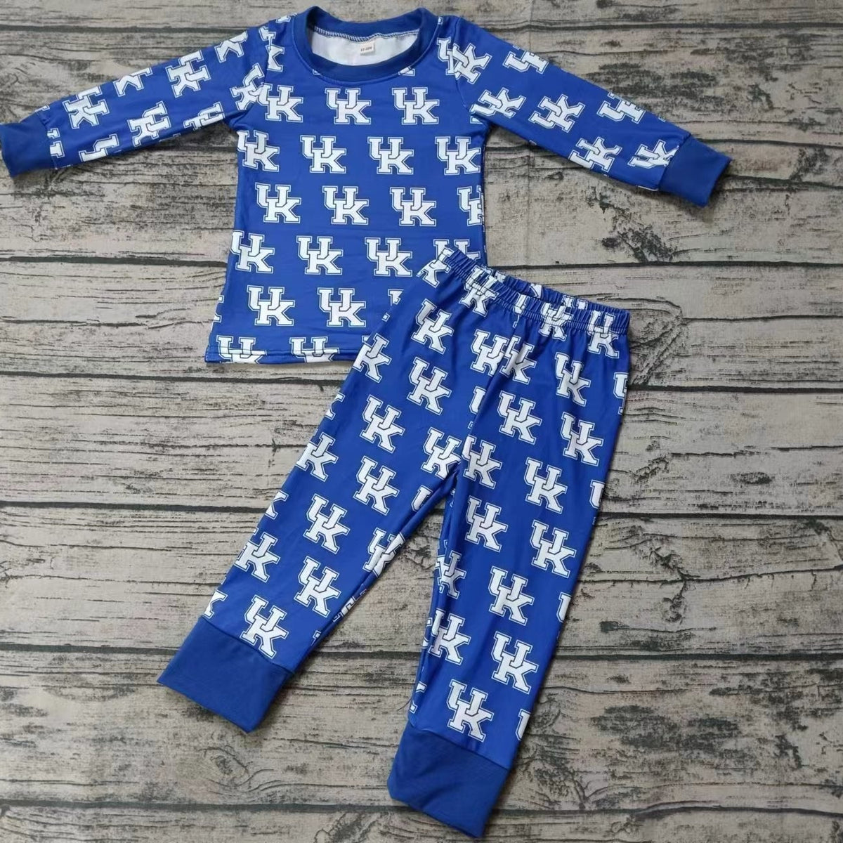 MOQ 3 pcs blue U K long sleeves kids team pajamas – Yawoo Garments