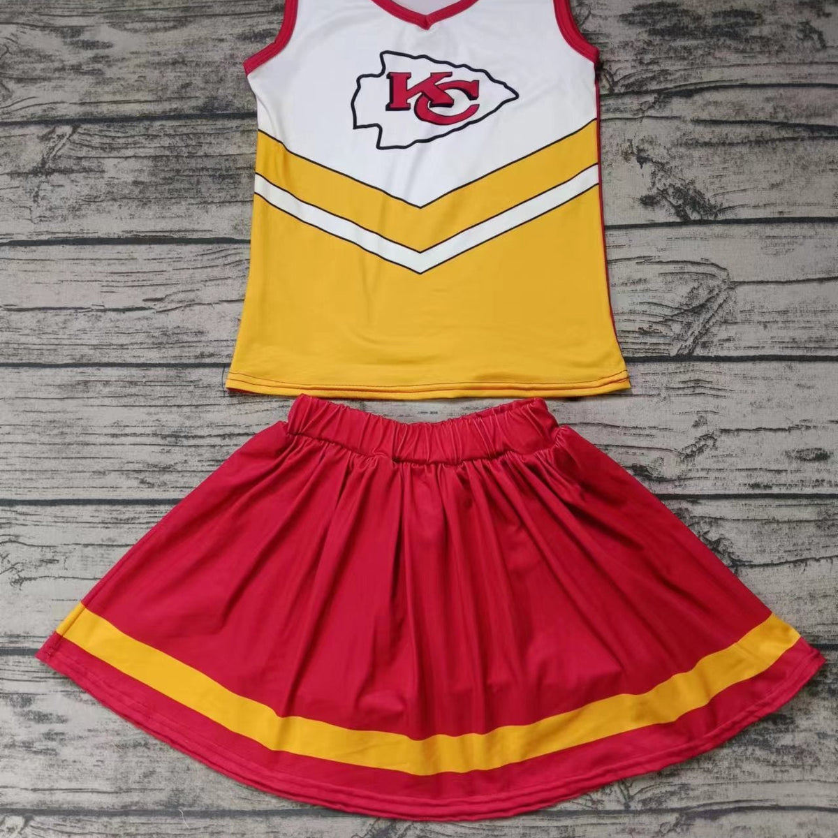 MOQ 3 pcs K C yellow red top skirt girls cheer clothes – Yawoo Garment