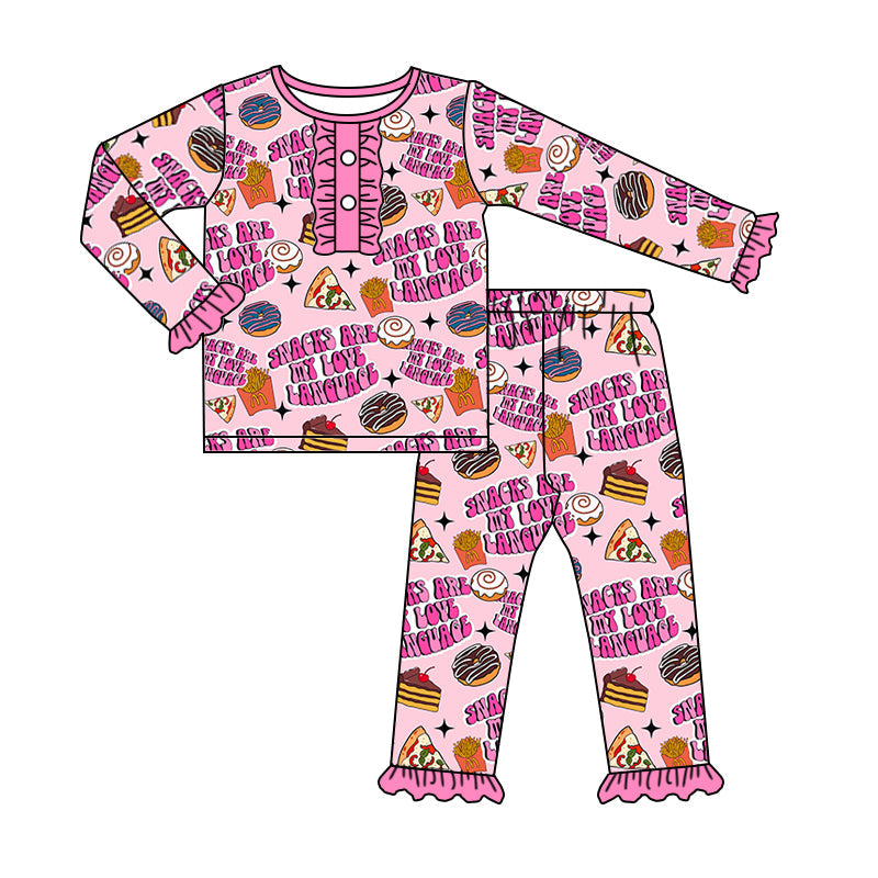 MOQ 5 snacks are my love language girls pajamas – Yawoo Garments
