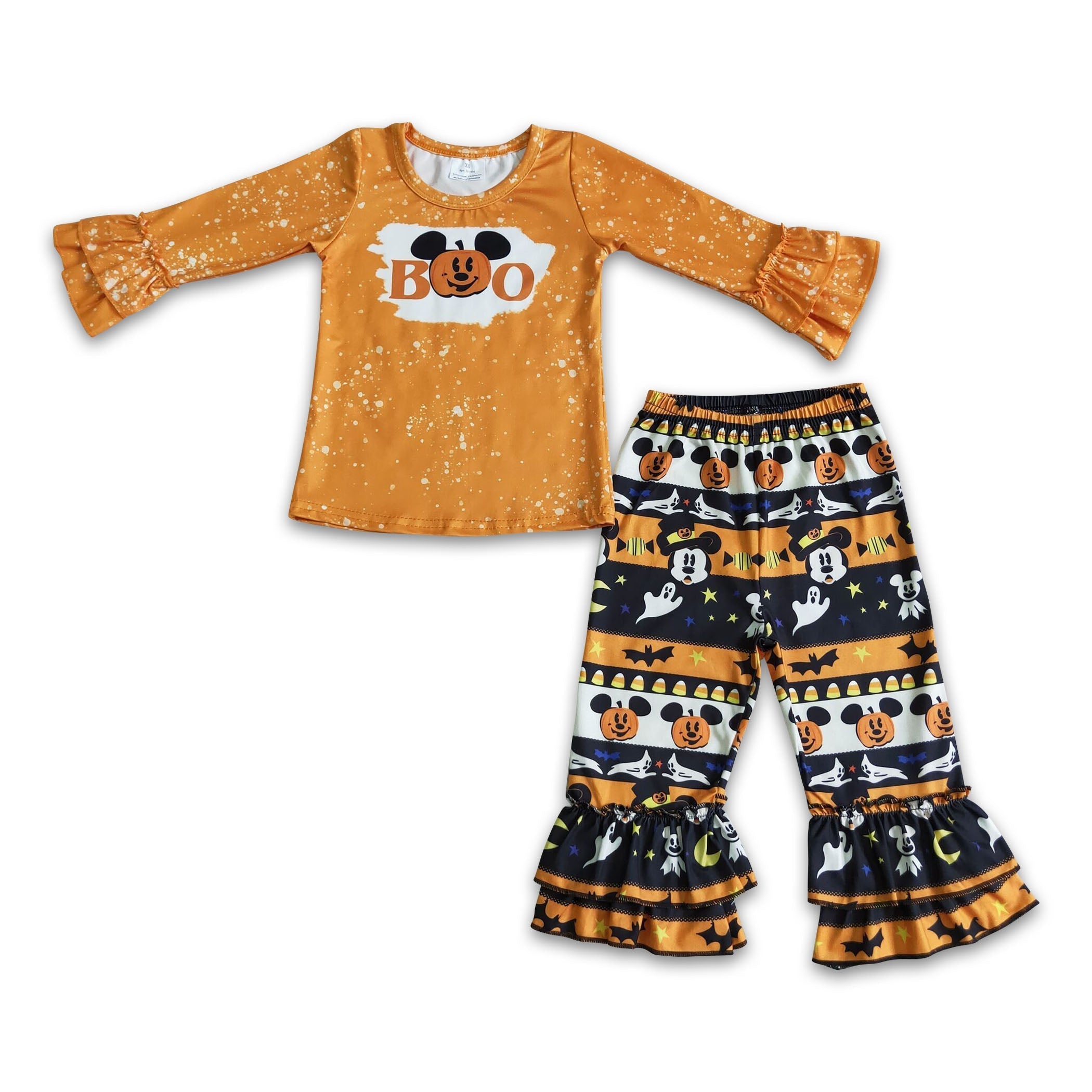 Boo screen print pants girls Halloween clothing set – Yawoo Garments
