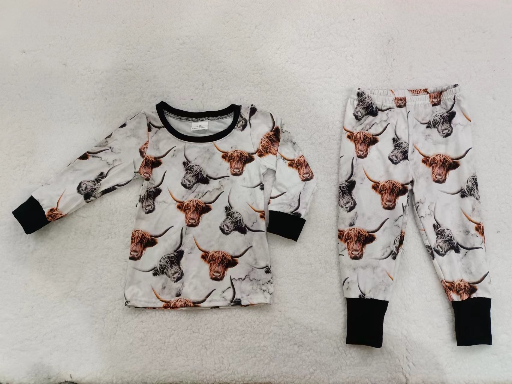 MOQ 5 highland cow black kids boy western pajamas – Yawoo Garments