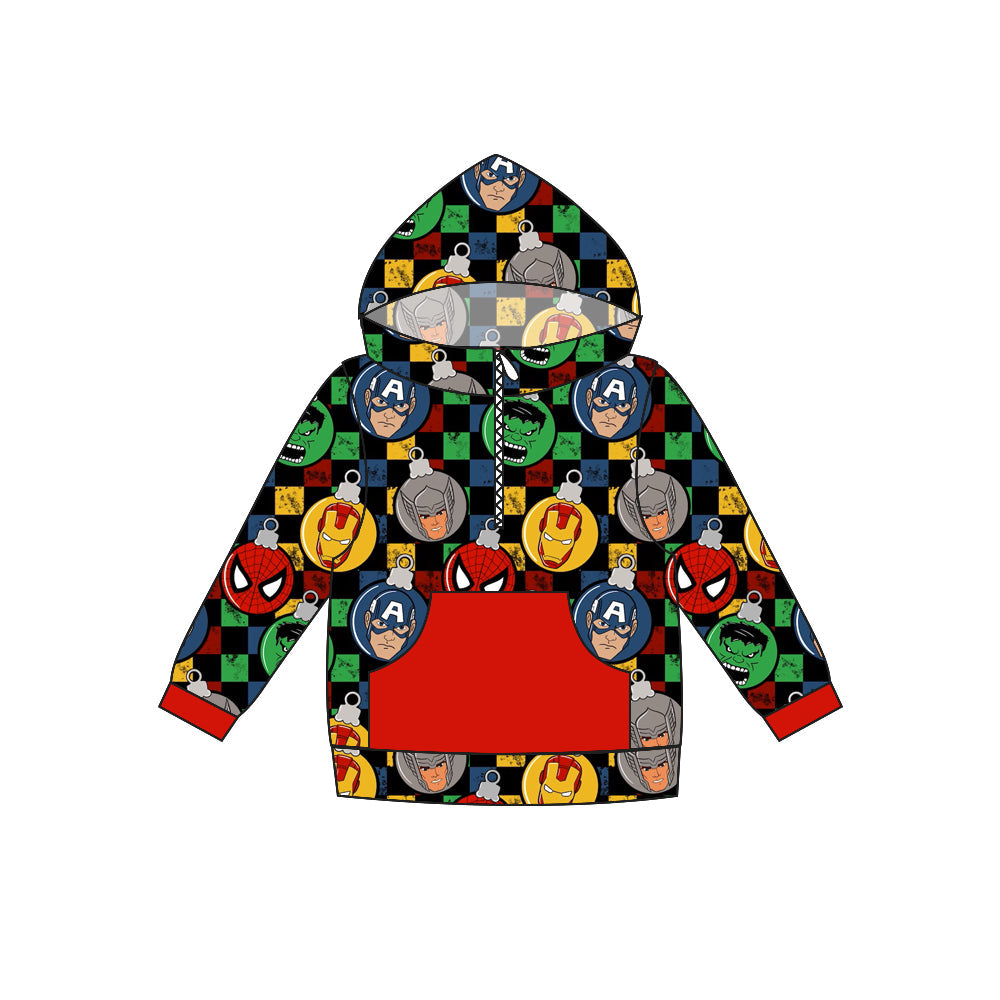 MOQ 5 green man plaid spider kids boy hoodie – Yawoo Garments