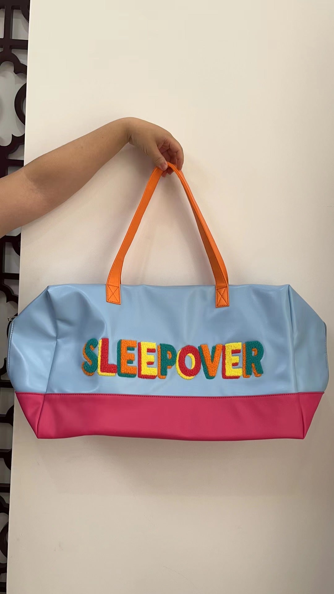 Sleepover embroidery sky blue tote bag – Yawoo Garments