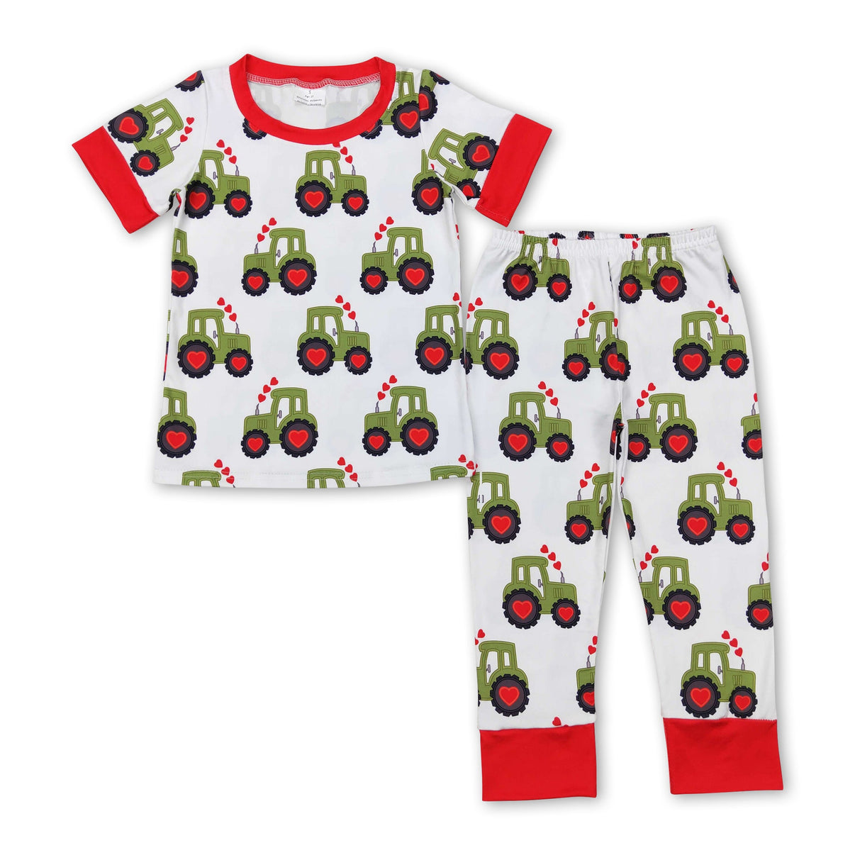 Heart tractor farm kids boy valentine's pajamas – Yawoo Garments