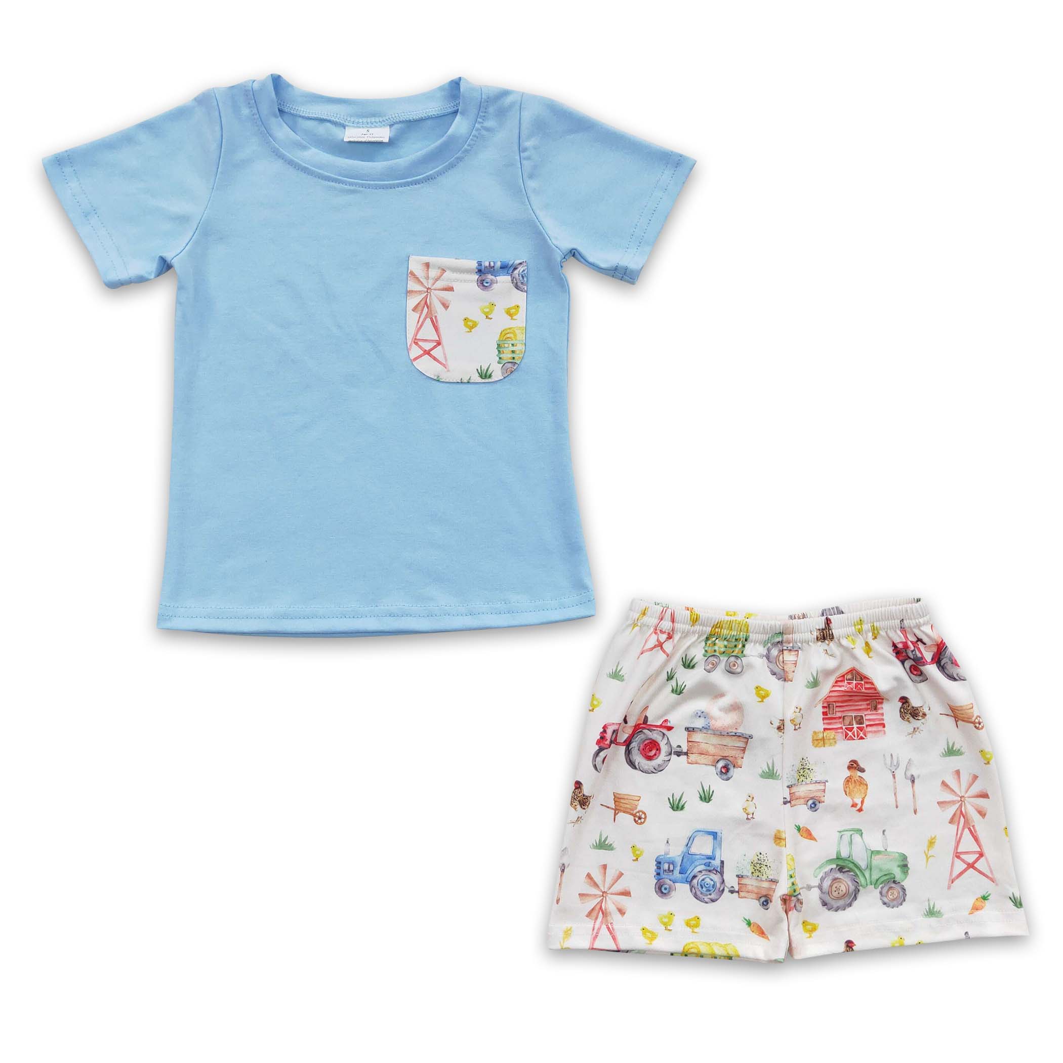 Short sleeves pocket shirt farm shorts boy summer clothes – Yawoo Garments