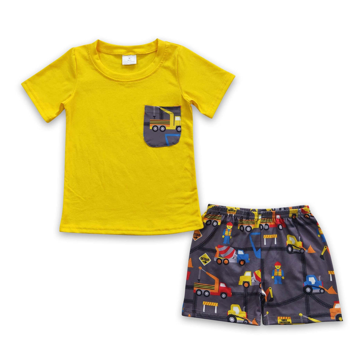 Pocket top construction trucks kids boy clothing set – Yawoo Garments