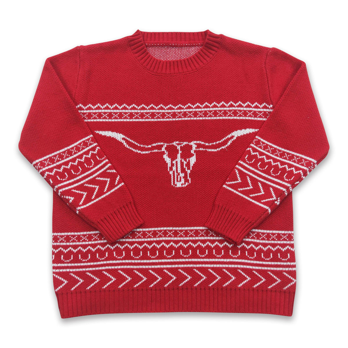 Red bull skull aztec cow baby kids sweater – Yawoo Garment