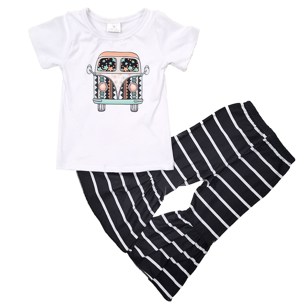 Girl Bus Striped Bell Bottom Outfits – Yawoo Garments