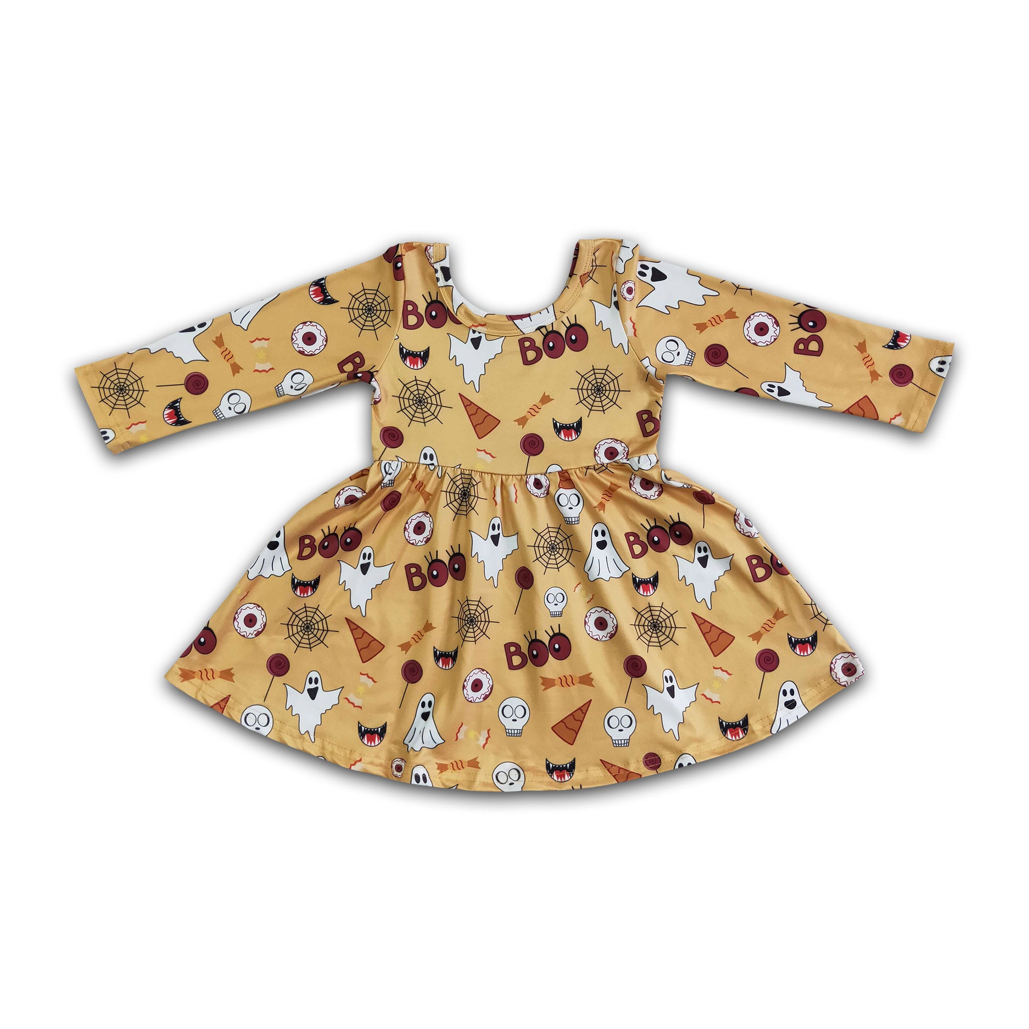 Ghost boo long sleeve girls Halloween twirl dresses – Yawoo Garments