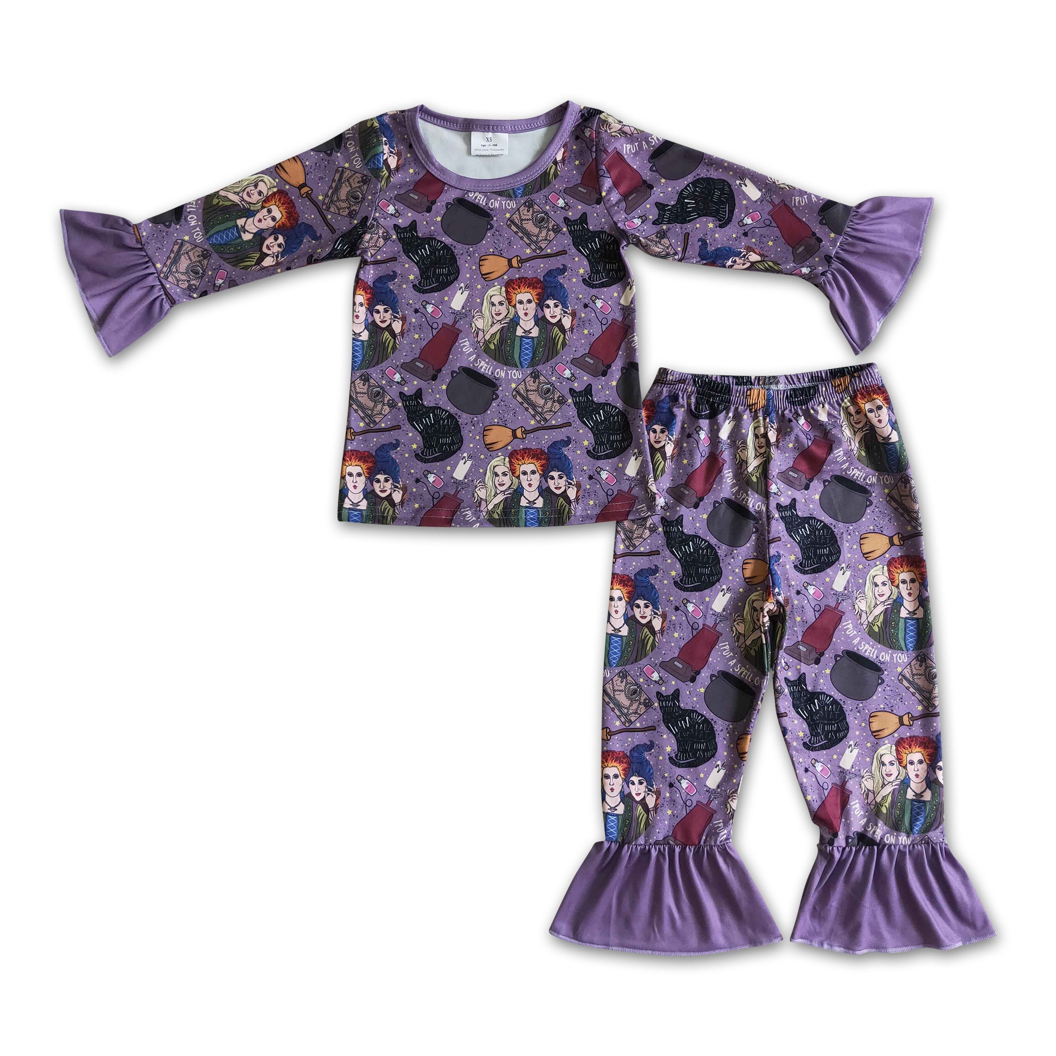Witches cat long sleeves girls Halloween pajamas – Yawoo Garments