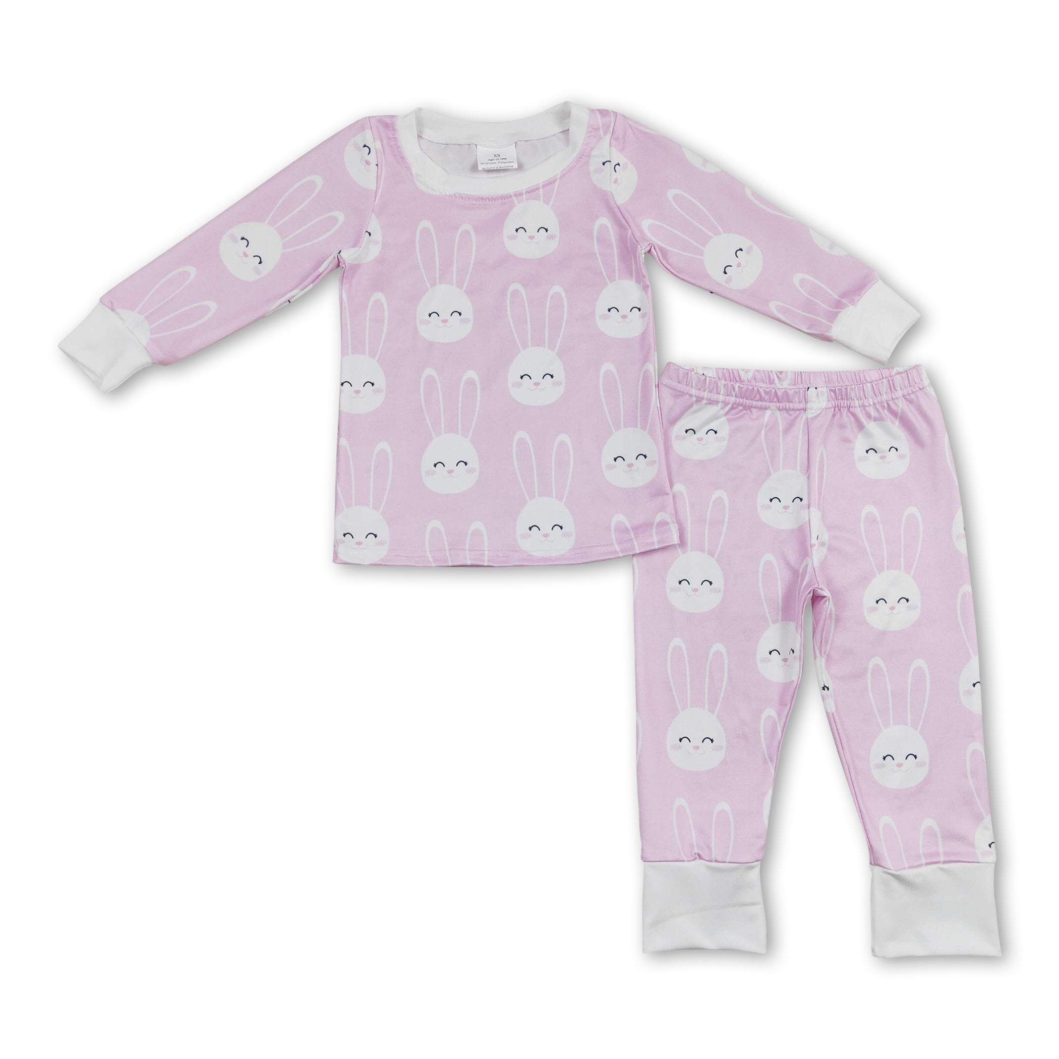 Pink bunny long sleeves girls easter pajamas – Yawoo Garments