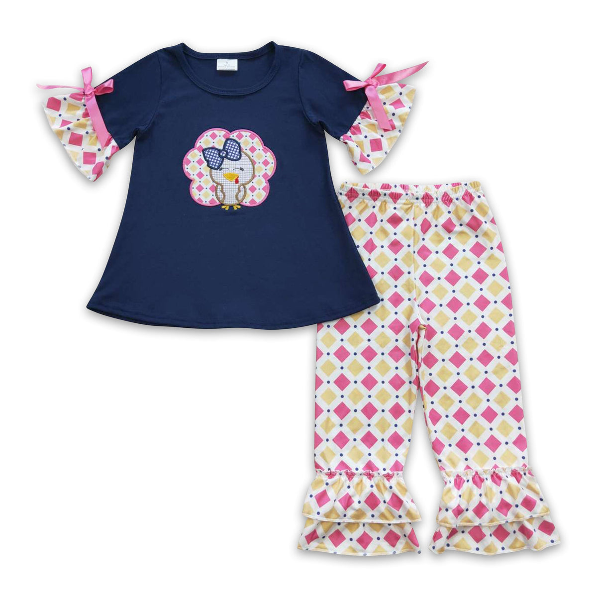 Navy turkey tunic ruffle pants girls Thanksgiving clothes – Yawoo Garments