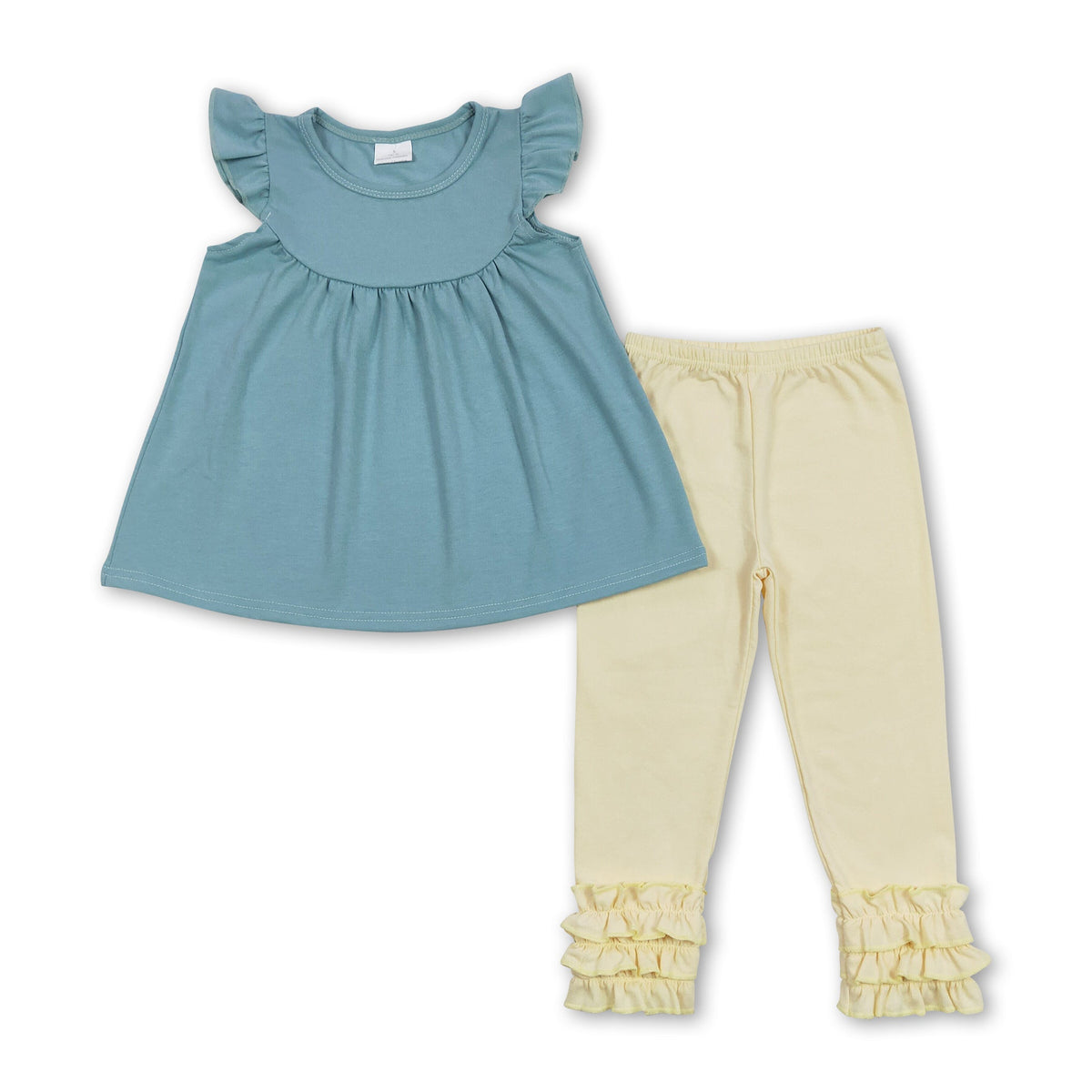 Aqua flutter sleeves tunic icing ruffle leggings girls clothes – Yawoo ...