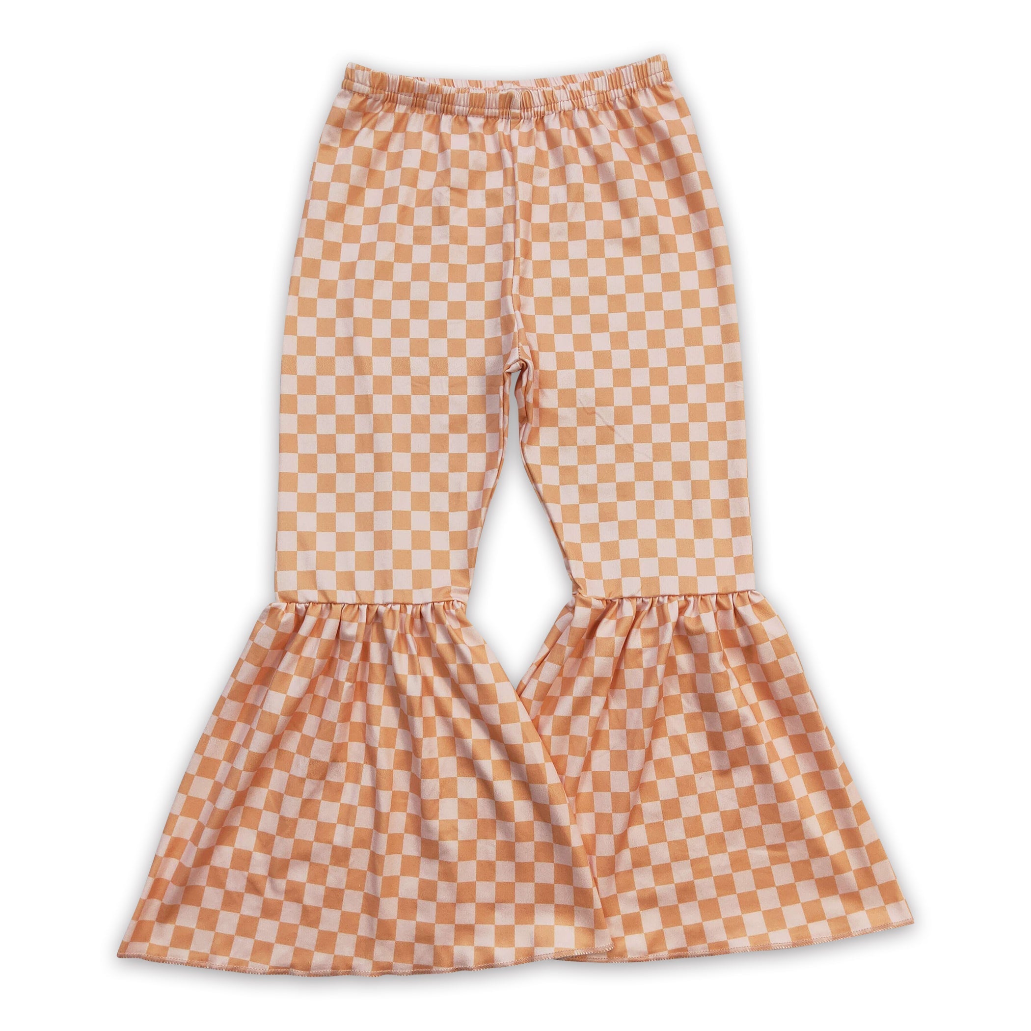Plaid kids girls bell bottom pants – Yawoo Garments
