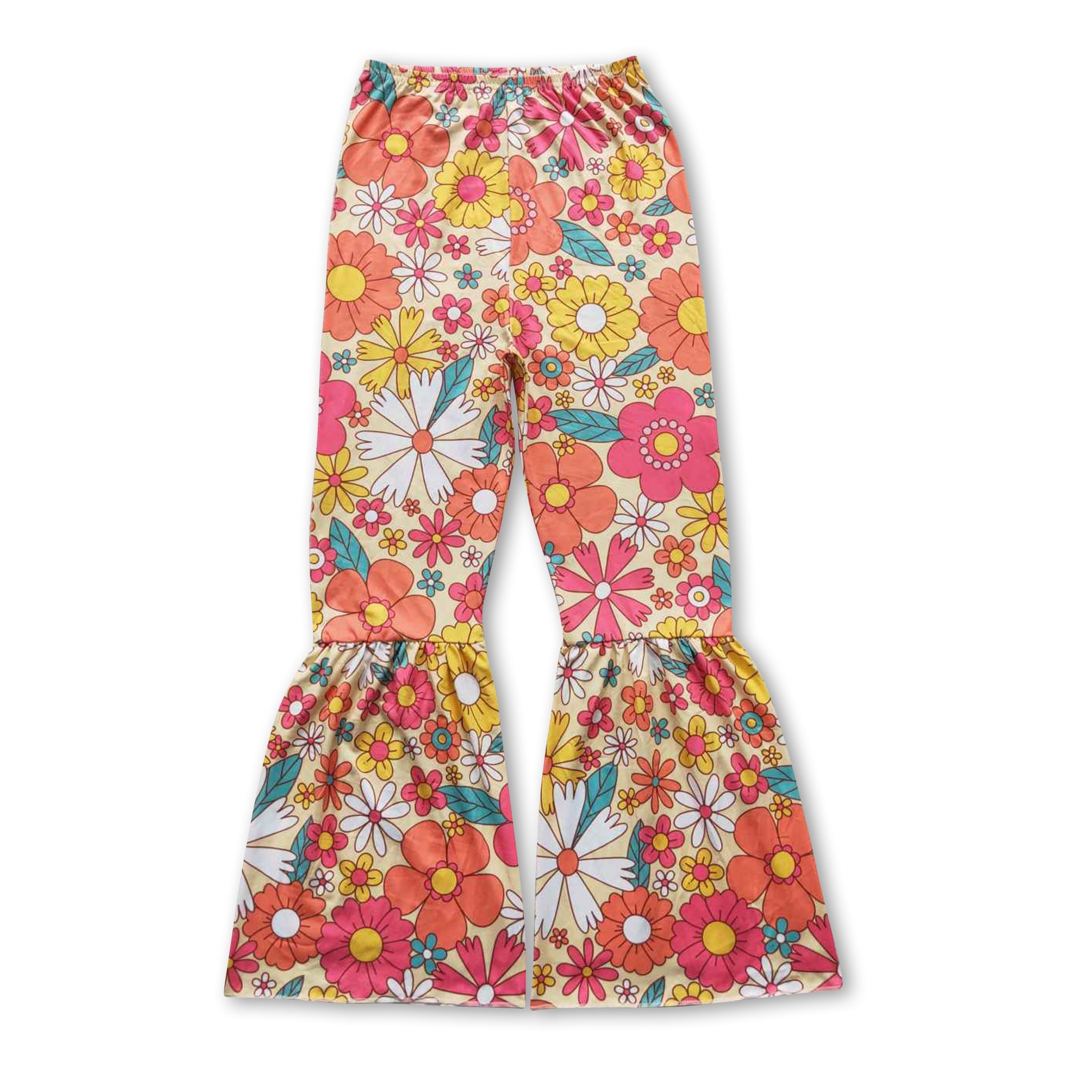Floral adult fall bell bottom pants – Yawoo Garments