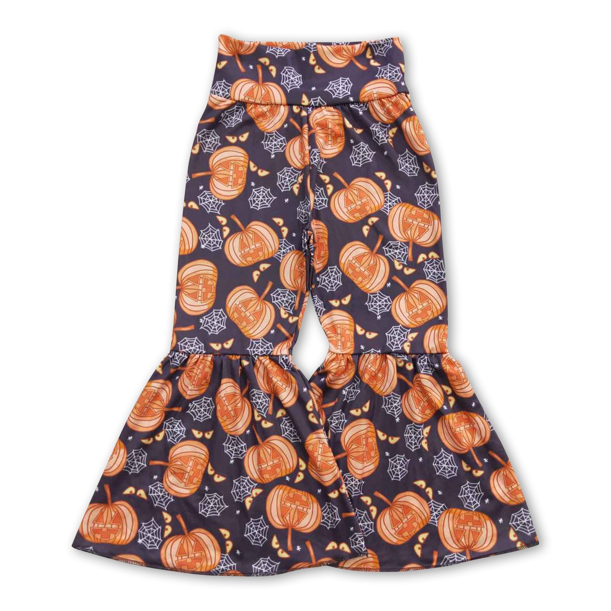 Pumpkin spider web baby girls bell bottom Halloween pants – Yawoo Garments